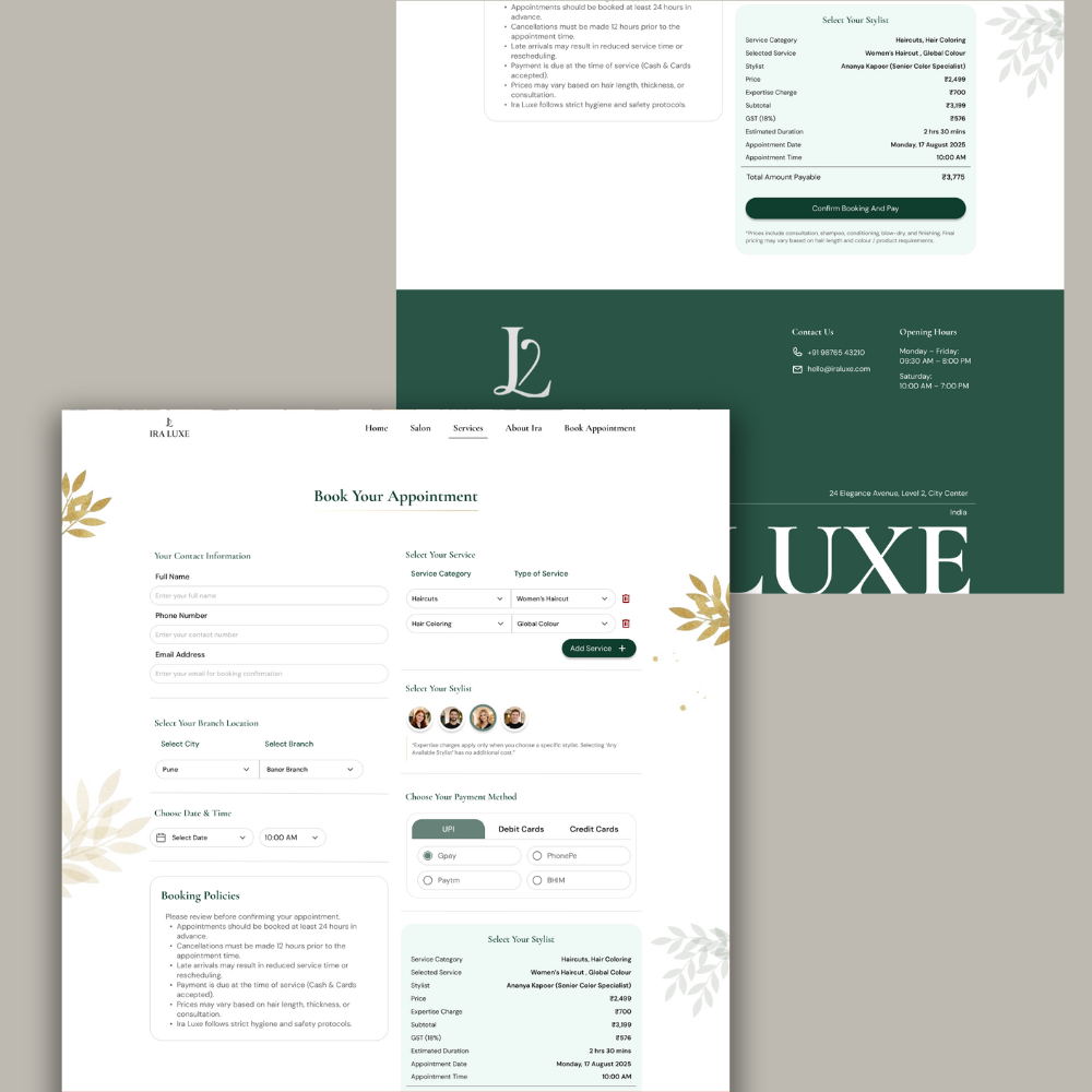 Salon Website UI Kit Figma – Free | Weavelinx